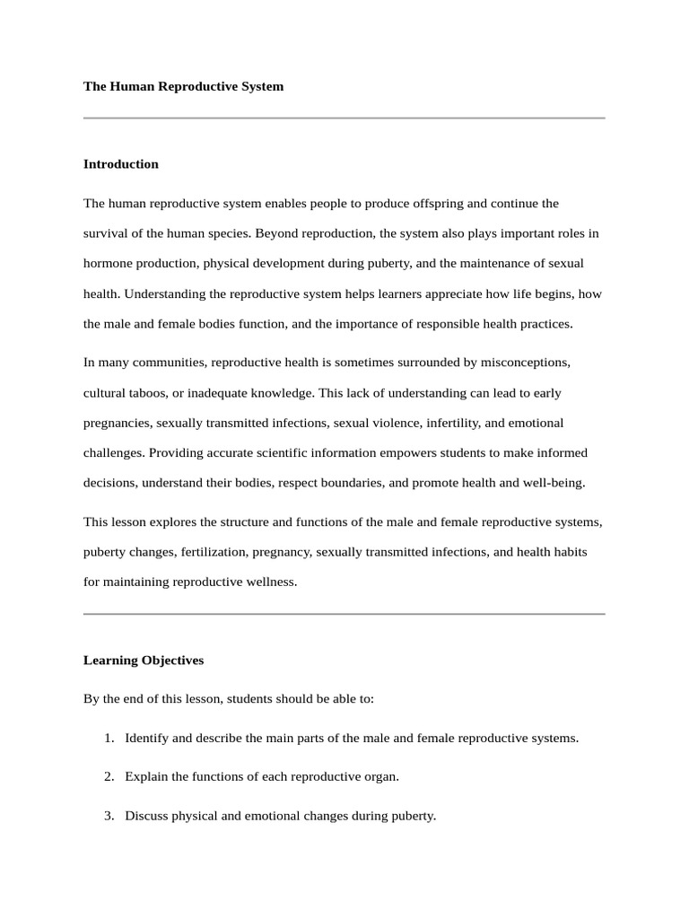 The Human Reproductive System | PDF | Uterus | Sexual Health