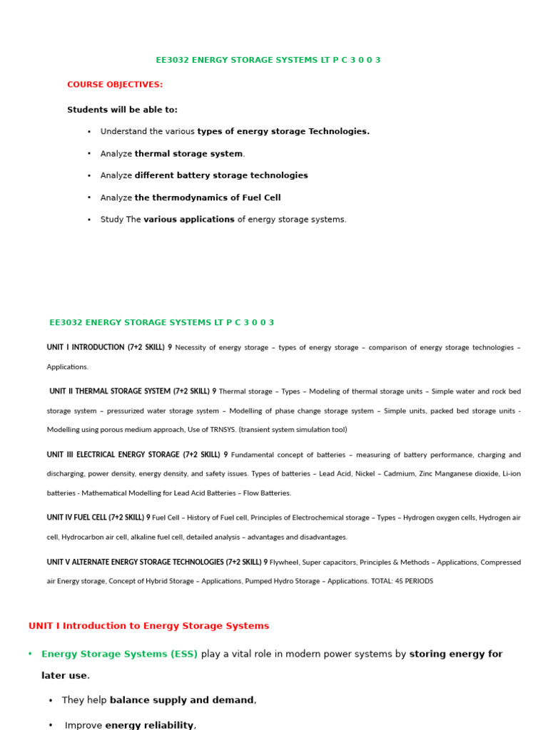 Unit 1 | PDF | Energy Storage | Electrical Grid