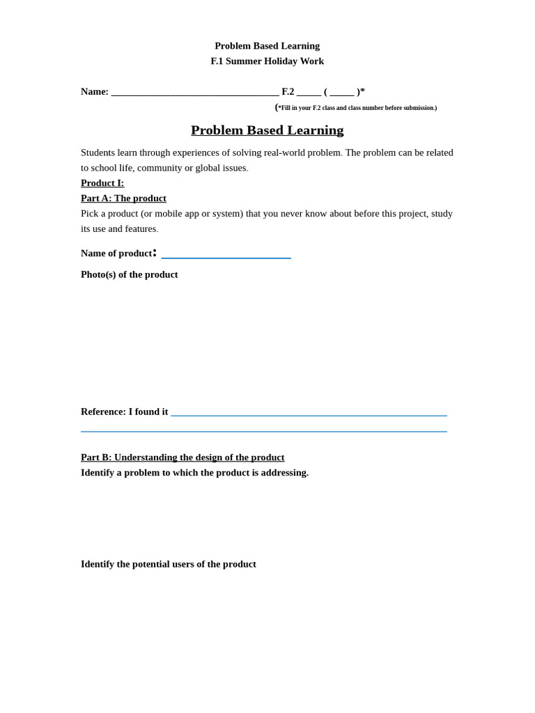 Problem-Based Learning Project Guide | PDF