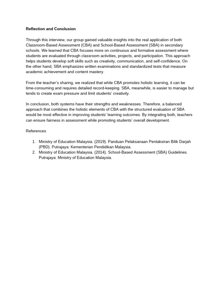 Reflection and Conclusion | PDF