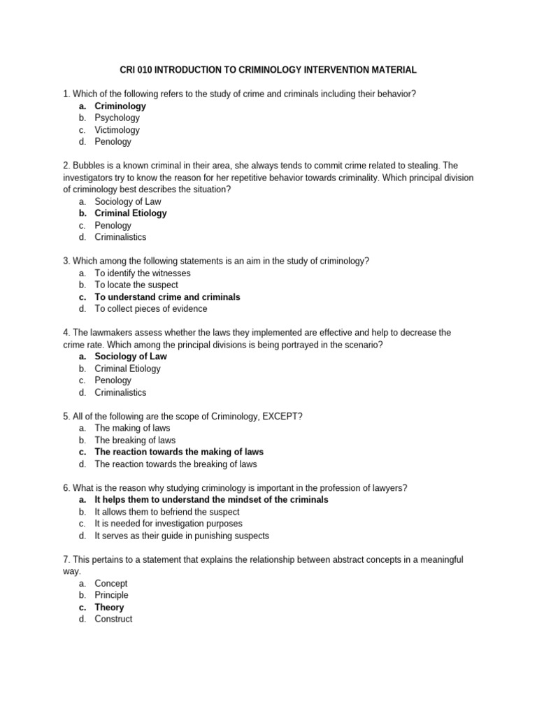 Introduction to Criminology Concepts | PDF | Crimes | Crime & Violence