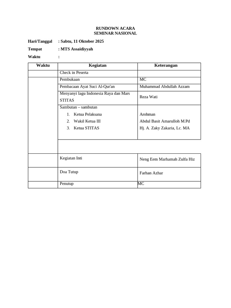 Rundown Acara LDKM | PDF