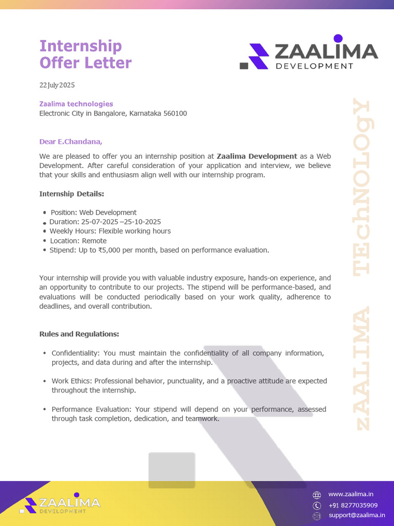 Offer Letter | PDF | Performance Appraisal | Business