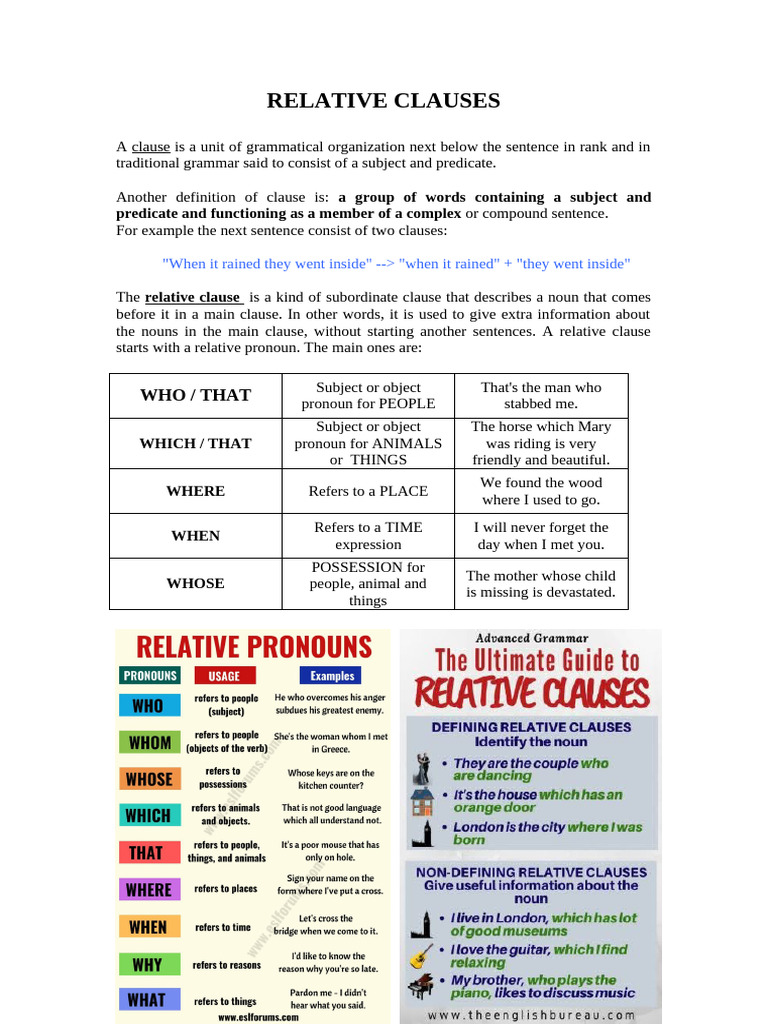 Relative Clauses | PDF | Clause | Subject (Grammar)