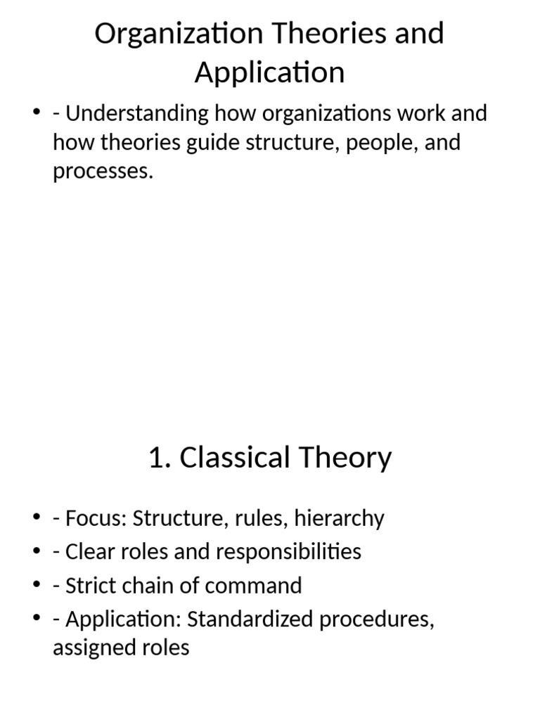 Organization Theories and Application Presentation | PDF