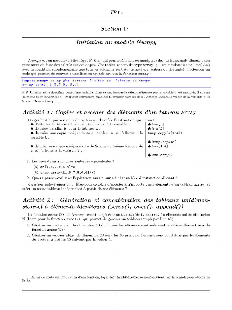 TP1-Numpy-Matplotlib | PDF