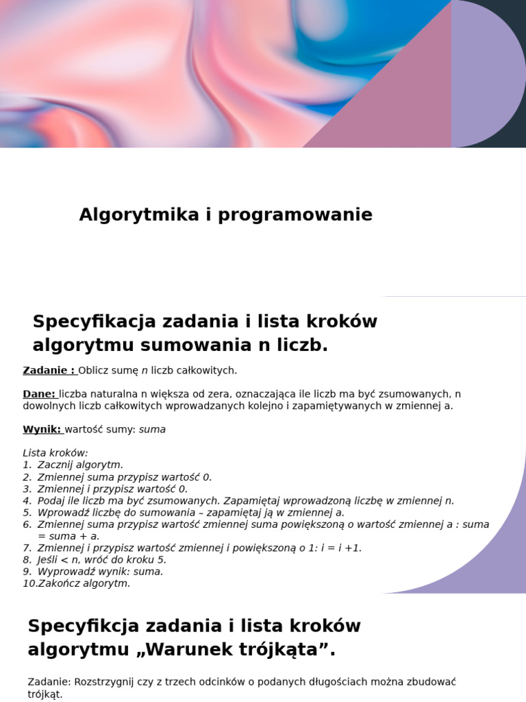 Algorytmika I Programowanie 2 | PDF