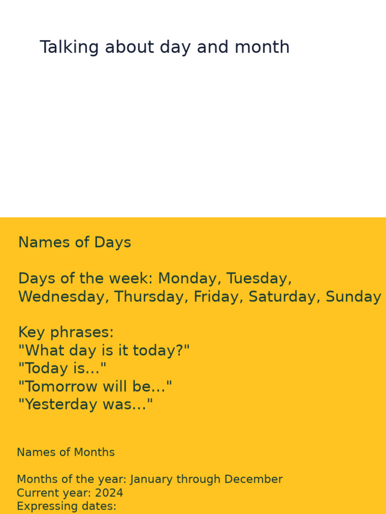 Days and Months: English Practice Guide | PDF