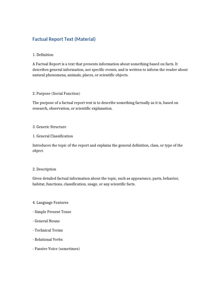 Factual Report Material | PDF