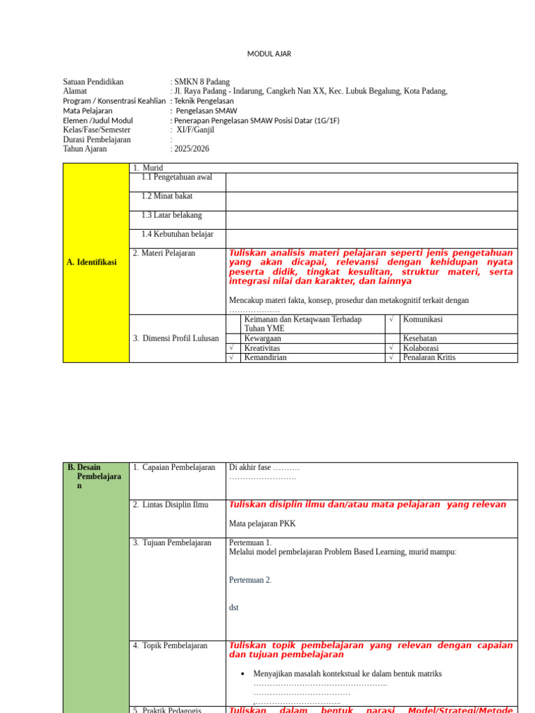 Modul Ajar Pengelasan SMAW 2 | PDF