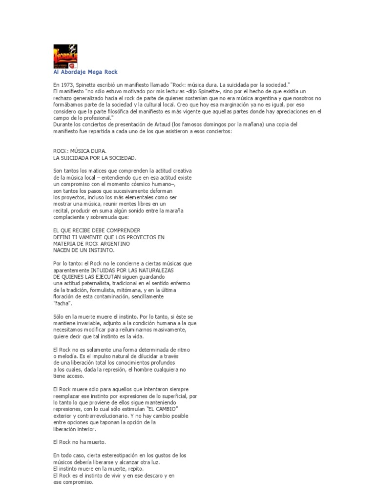 Manifiesto Spinetta | PDF | La música rock