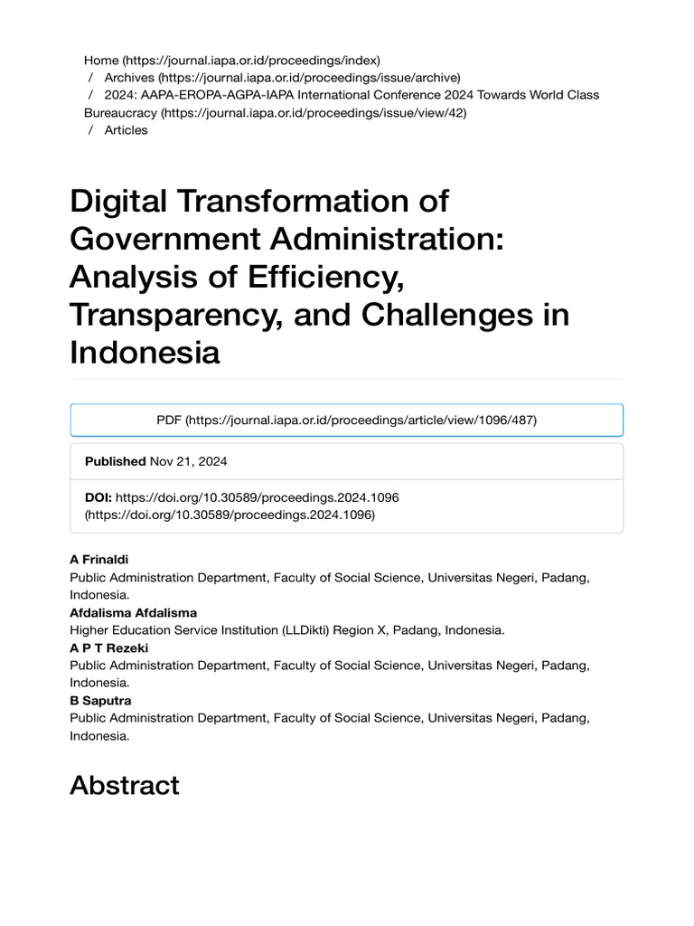 Digital Transformation of Government Administration - Analysis of ...