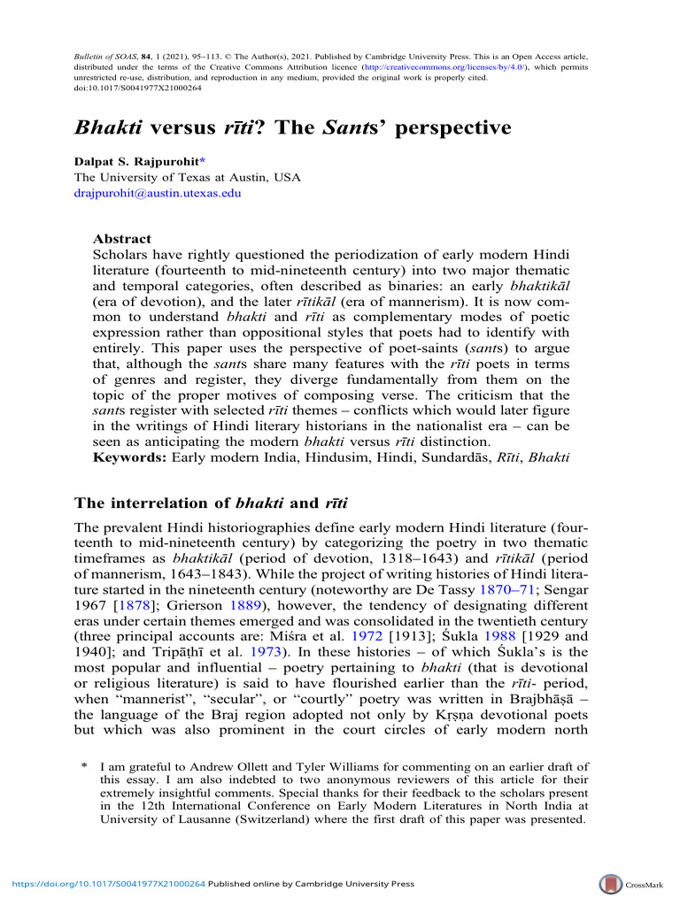 Bhakti Versus Riti The Sants Perspective | PDF | Poetry | Bhakti