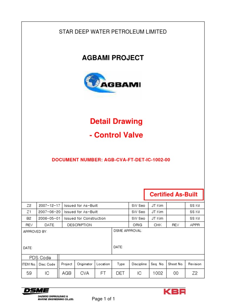 Agbami Project Valve Details | PDF | Home & Garden | Computers