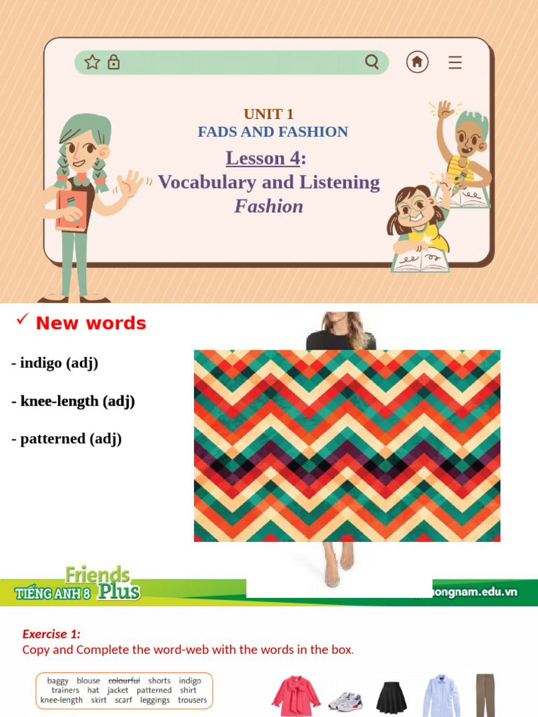 Tiếng Anh Friends Plus 8 - Unit 1 - Lesson 4 | PDF | Clothing | Fashion