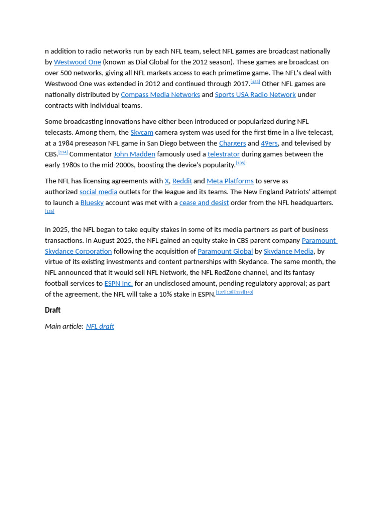 N Addition To Radio Networks Run by Each NFL Team | PDF | National ...