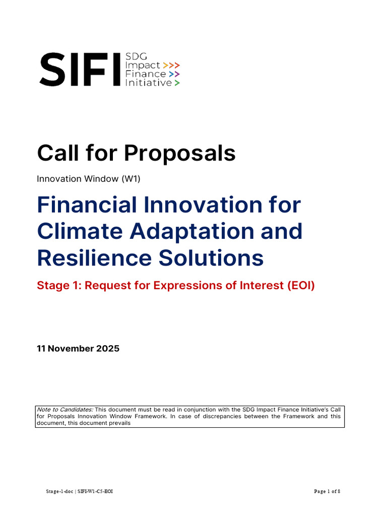 SIFI SDG Impact Finance Initiative EOI | PDF | Climate Resilience ...