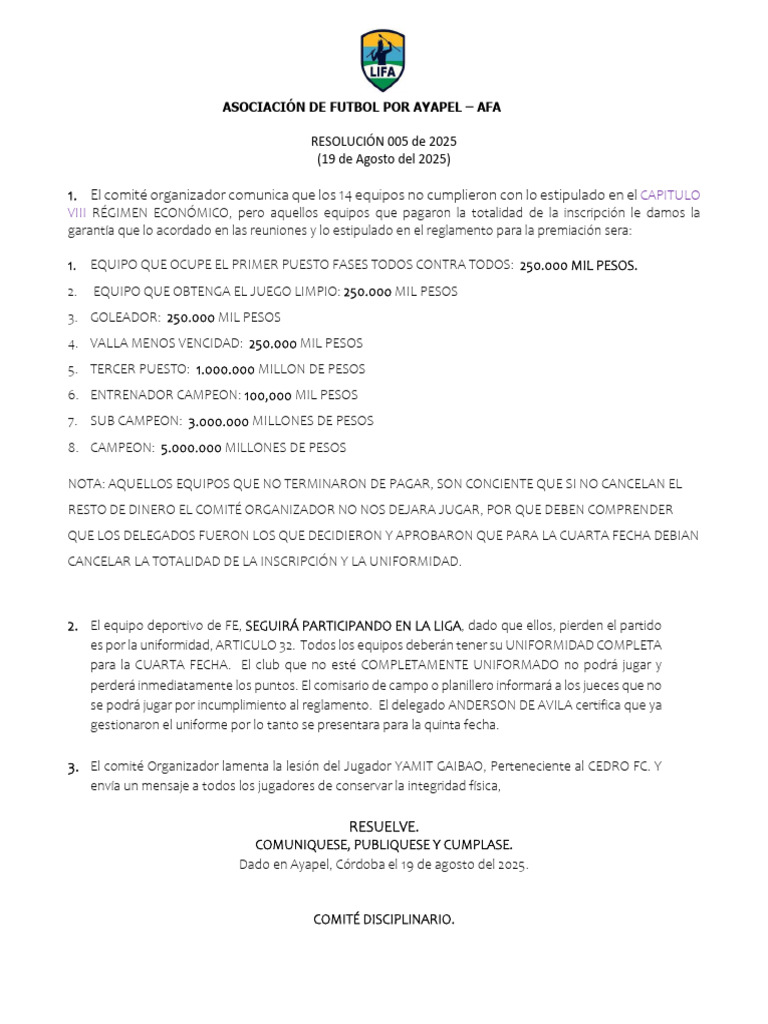 Resolución 005 | PDF