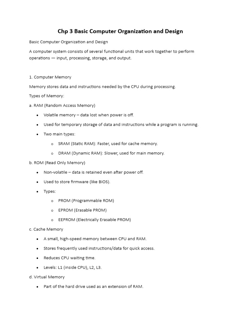 sem 5 minor | PDF | Random Access Memory | Input/Output