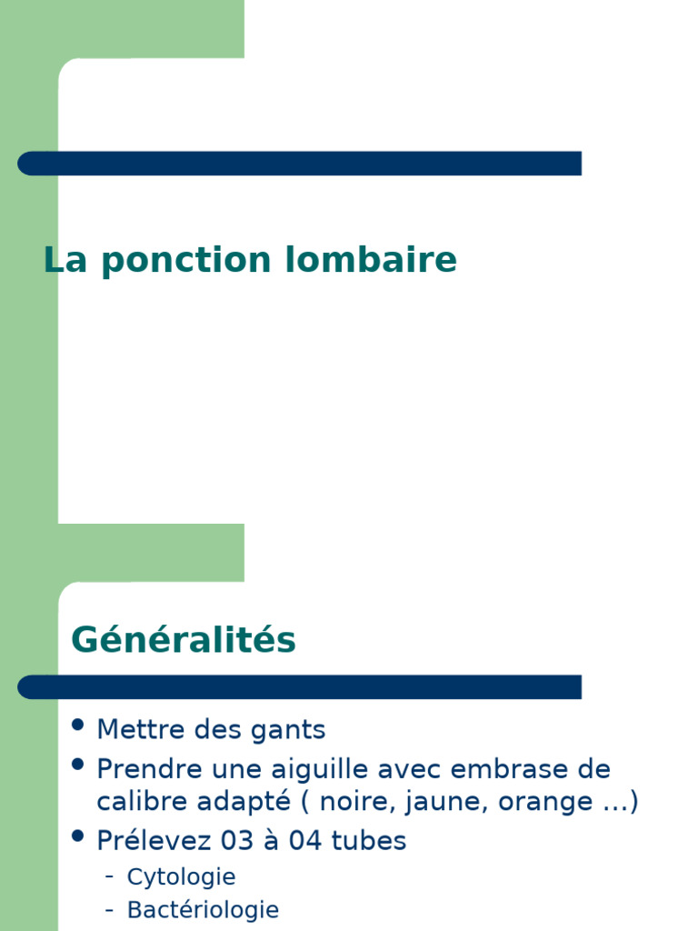 Guide pratique de la ponction lombaire | PDF