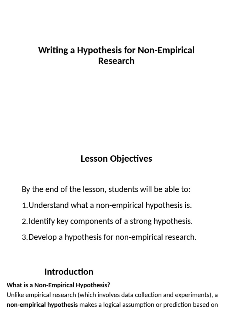 Writing a Hypothesis for Non-Empirical Research | PDF | Hypothesis ...