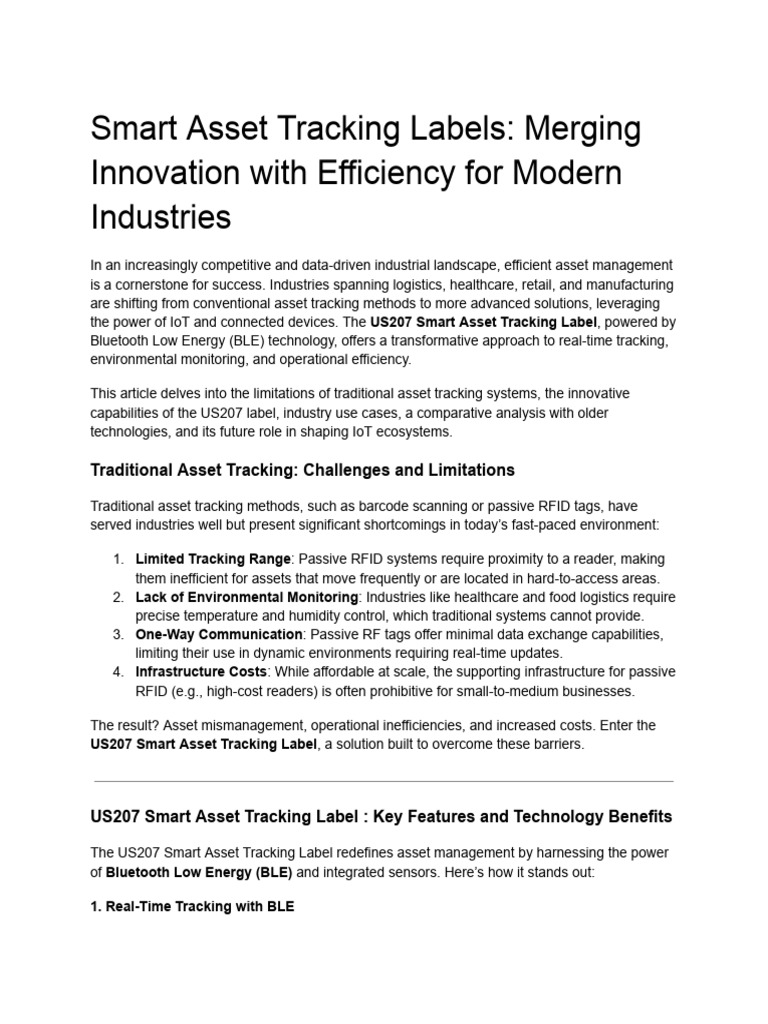 Smart Asset Tracking Labels - Merging Innovation With Efficiency For ...