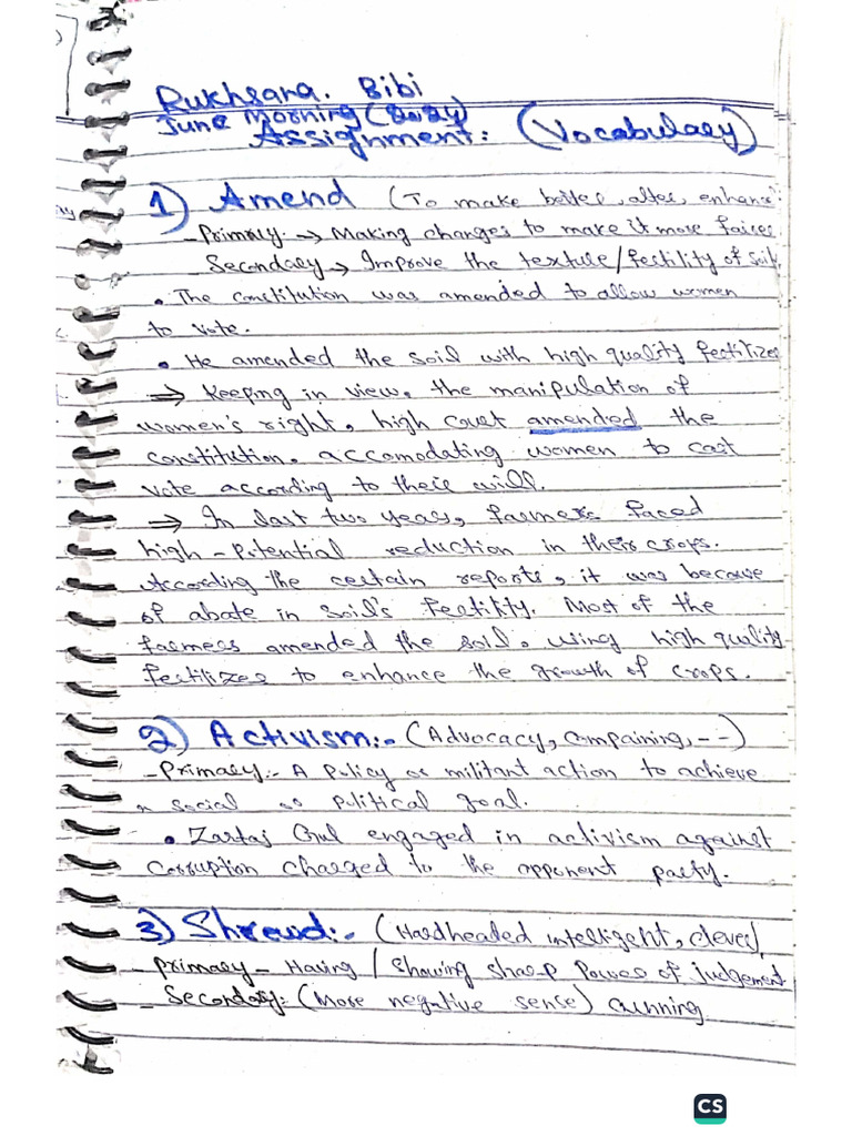 Vocab Assignment | PDF