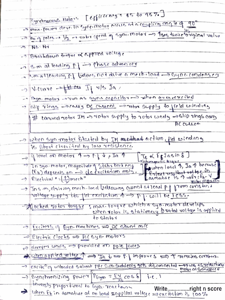 Synchronous Motor Notes | PDF