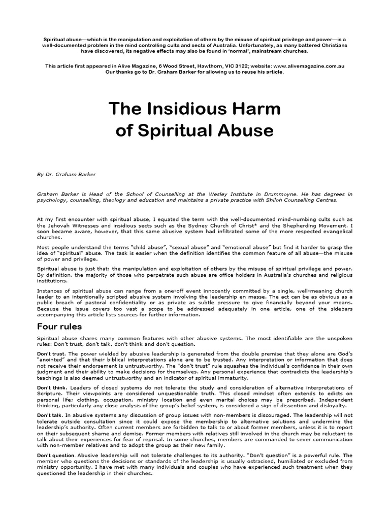 Understanding Spiritual Abuse in Churches | PDF | Grief | Leadership