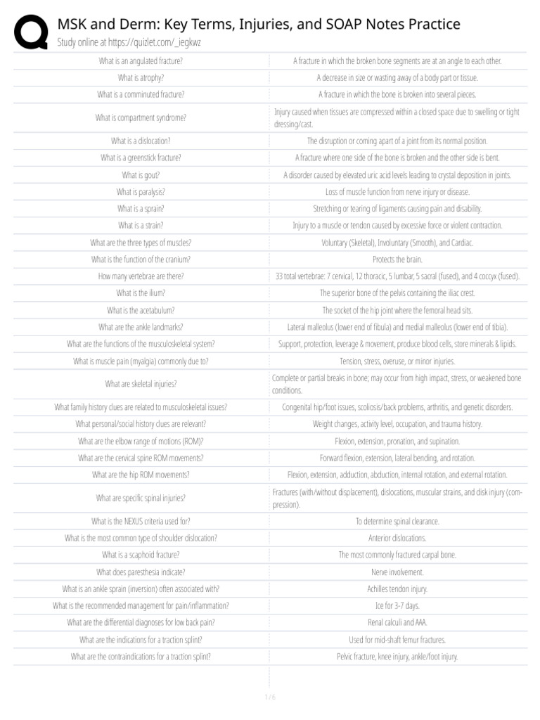 test 7 msk quizlet | PDF | Anatomical Terms Of Motion | Hip