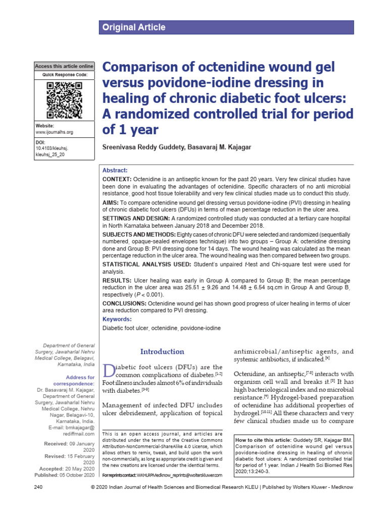 Comparison of Octenidine Wound Gel Versus.11 | PDF | Wound | Hypoglycemia