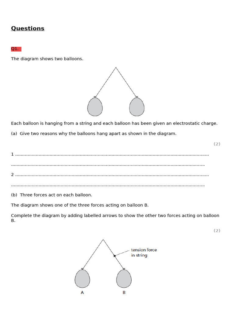 Forces and Motion: Physics Questions | PDF | Force | Weight