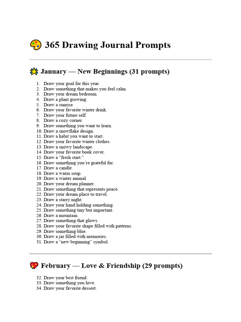 365 Creative Drawing Journal Prompts | PDF