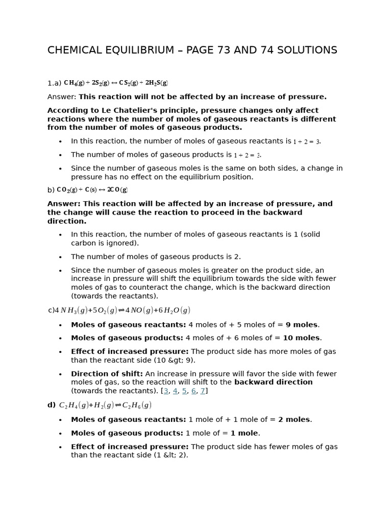 Chemical Equilibrium - 73 J74 | PDF | Chemical Equilibrium | Chemical Reactions