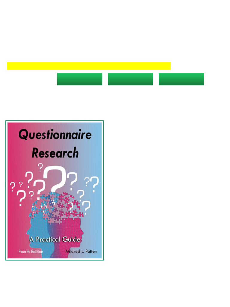 Questionnaire Research A Practical Guide 4th Edition Mildred Patten | PDF