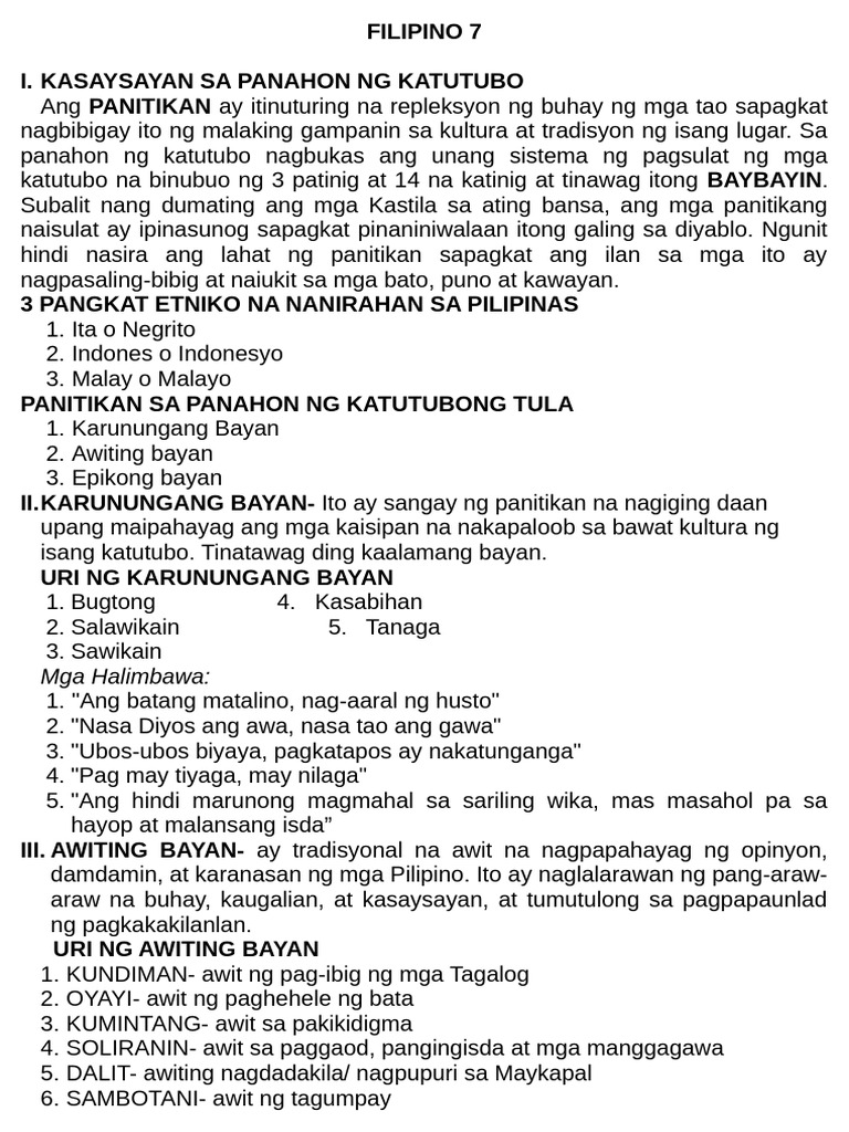 Filipino 7 Reviewer | PDF