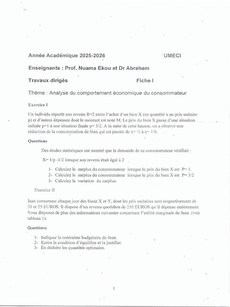 Fiche de TD Micro Et Math | PDF