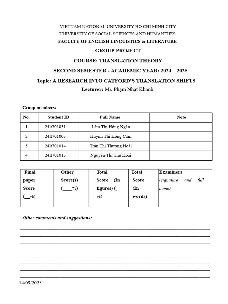 Group 5 Translation Theory - Catford Shifts | PDF | Translations | English Language