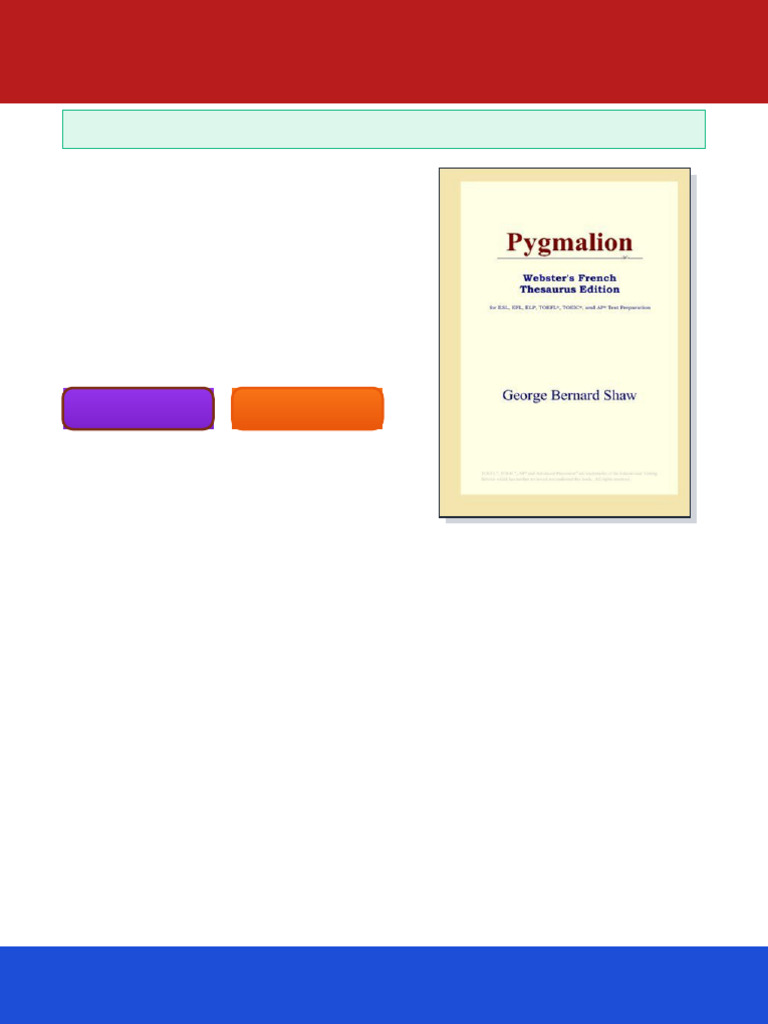 Pygmalion Webster S French Thesaurus Edition George Bernard Shaw ...