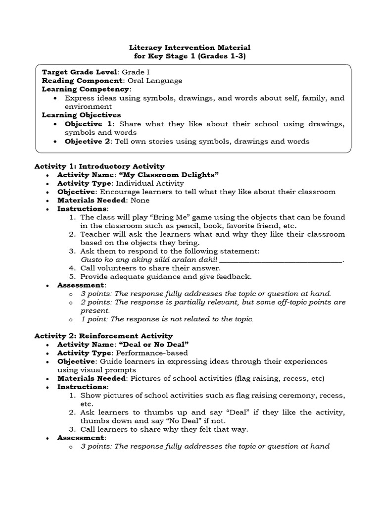 Grade 1 - Oral Language - Express Ideas Using Symbols, Drawing, and ...