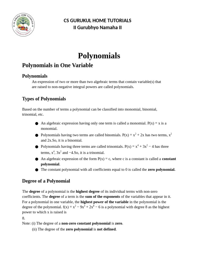 Polynomials g9 | PDF | Factorization | Polynomial