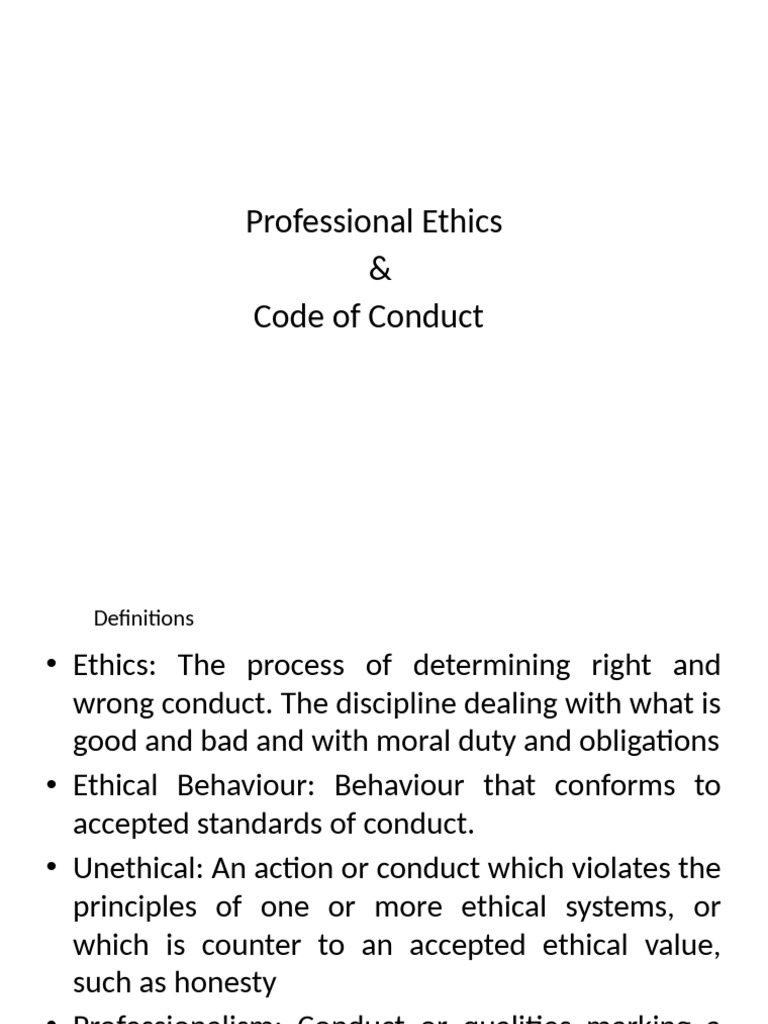 Professional Ethics and Conduct Guide | PDF