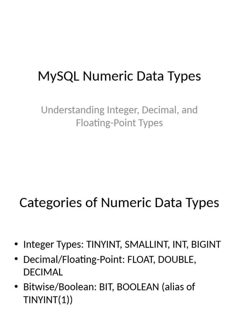 MySQL Numeric Data Types Presentation | PDF