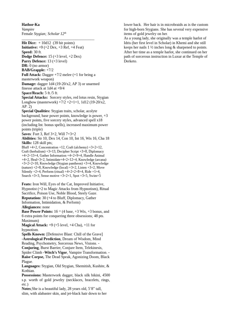 Cimmerian Stygian Seductress Scholar Vampire | PDF