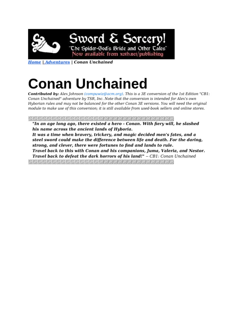 Conan Unchained Adventure Module Guide | PDF | Conan The Barbarian