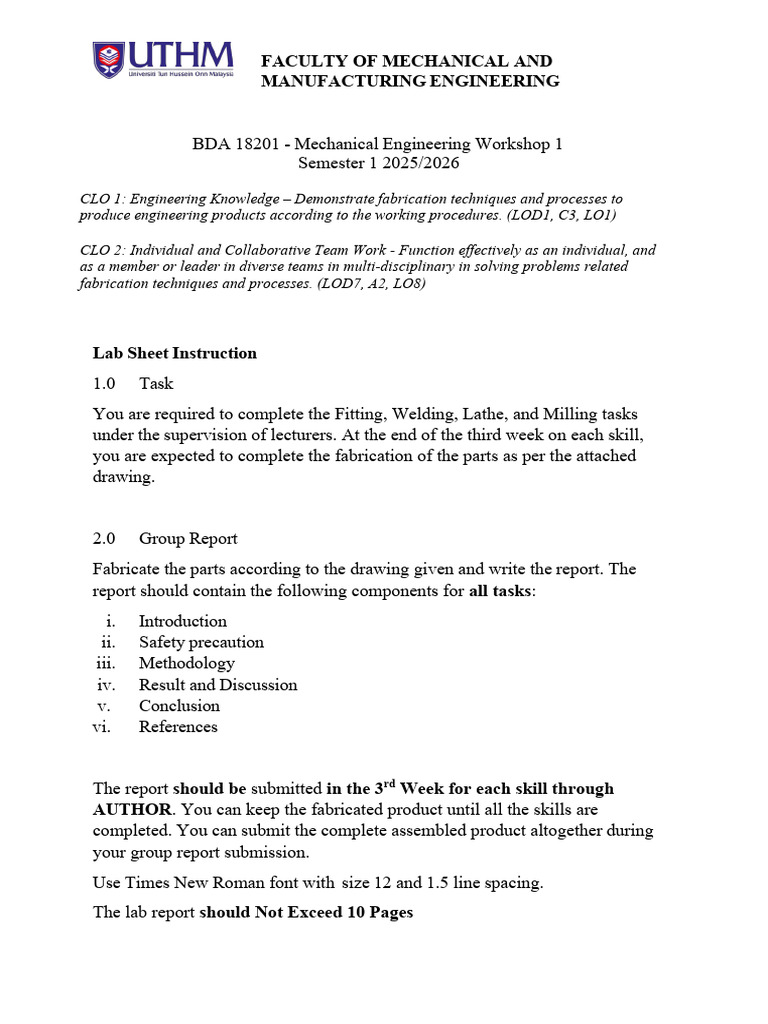Mechanical Engineering Workshop Guide | PDF
