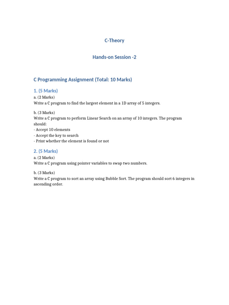 C Theory Hands On2 | PDF