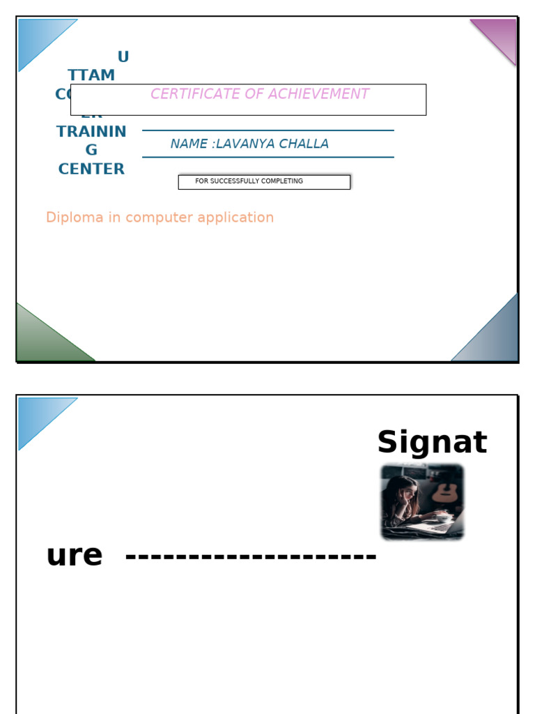 Diploma in Computer Application Certificate | PDF