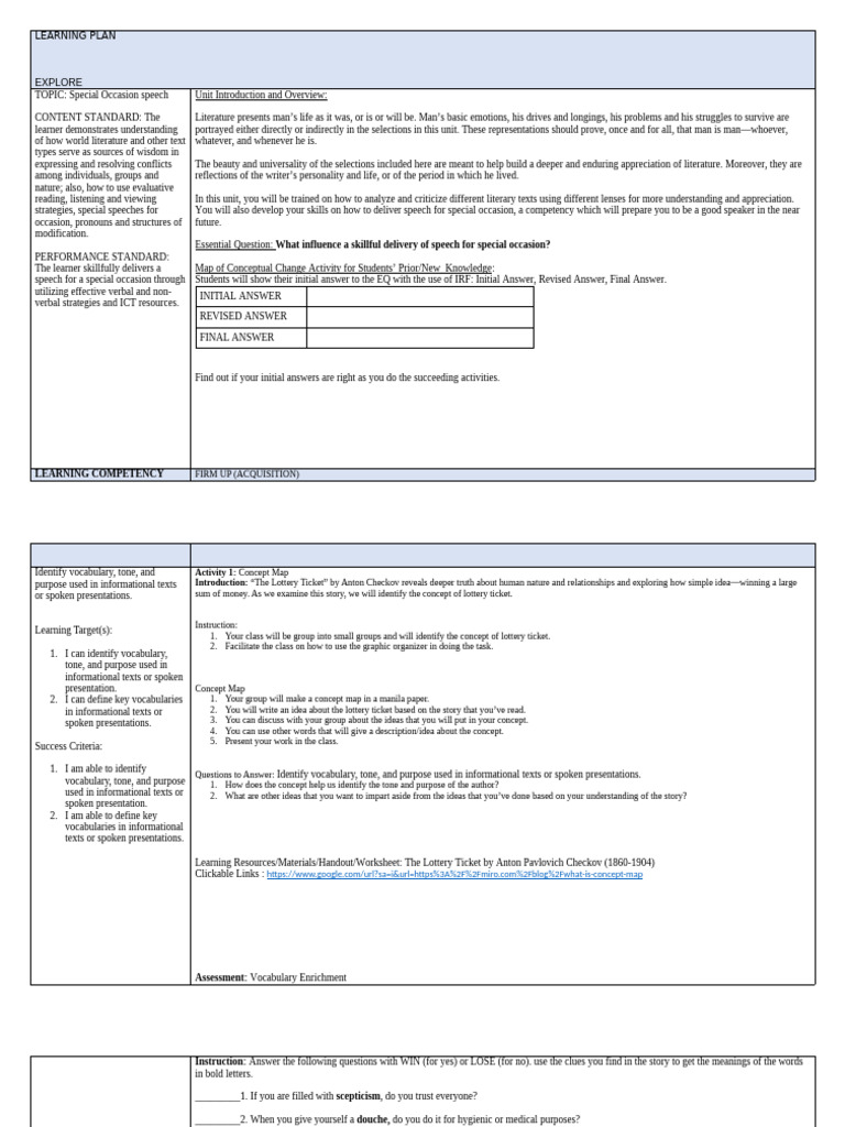 LEARNING PLAN English 10 3rd Quarter | PDF | Marxism | Narrative