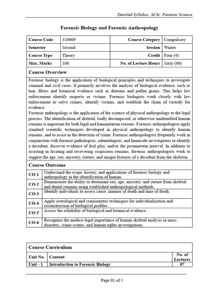 Forensic Biology and Forensic Anthropology | PDF | Forensic Science ...